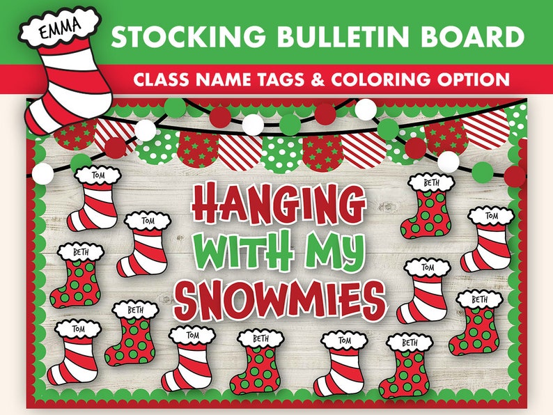 Stocking Christmas Bulletin Board Kit || December Bulletin Boards ...