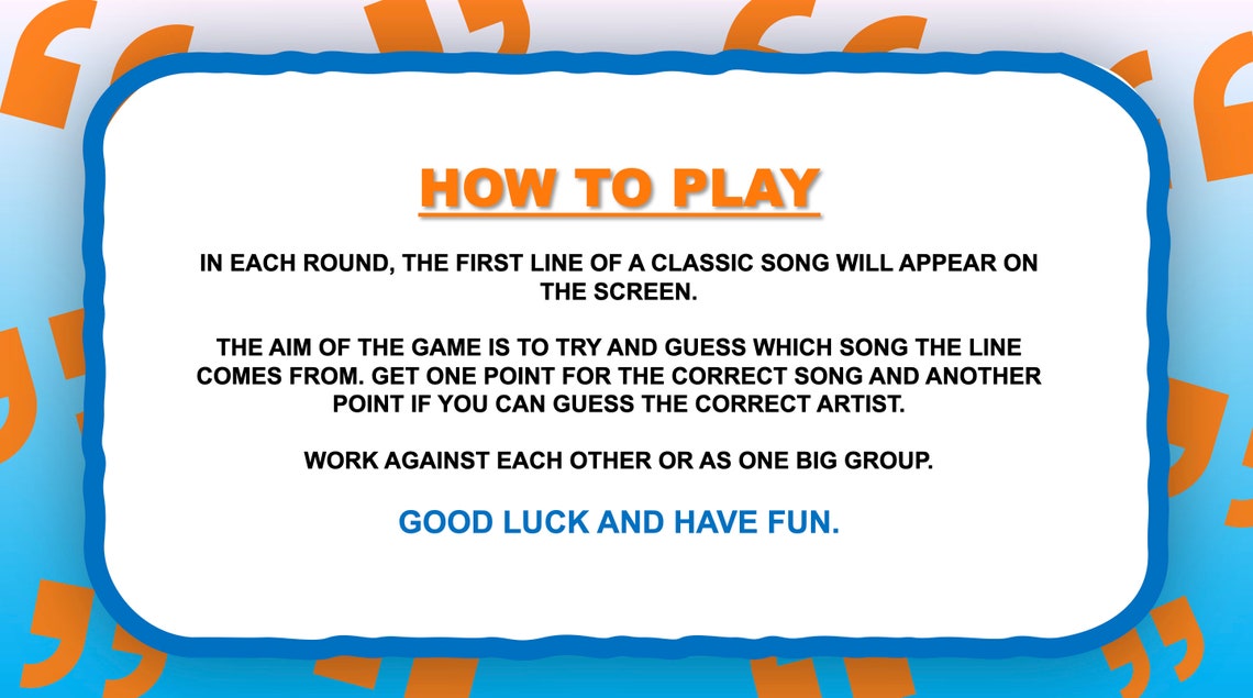 Quotation Music Edition Powerpoint Party Game Virtual Quiz | Etsy