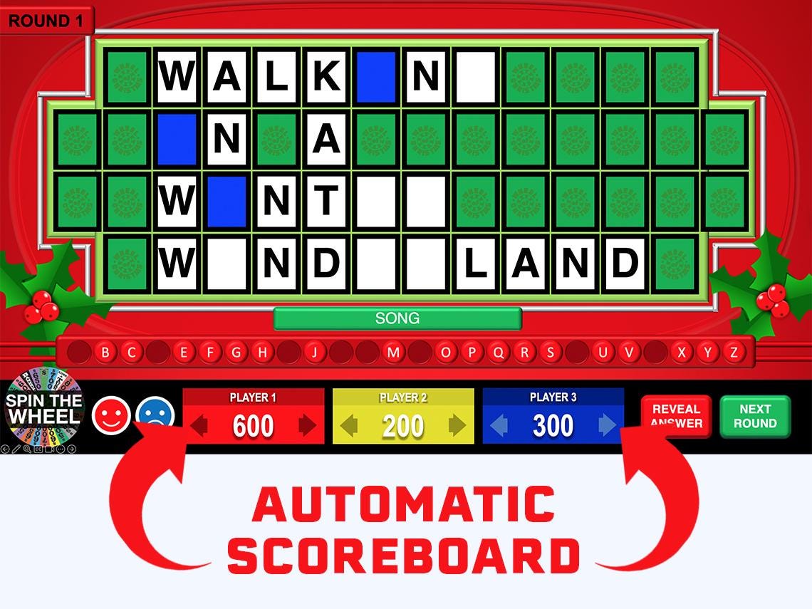 Wheel of Christmas Powerpoint Game || Christmas Wheel of Fortune Game ...