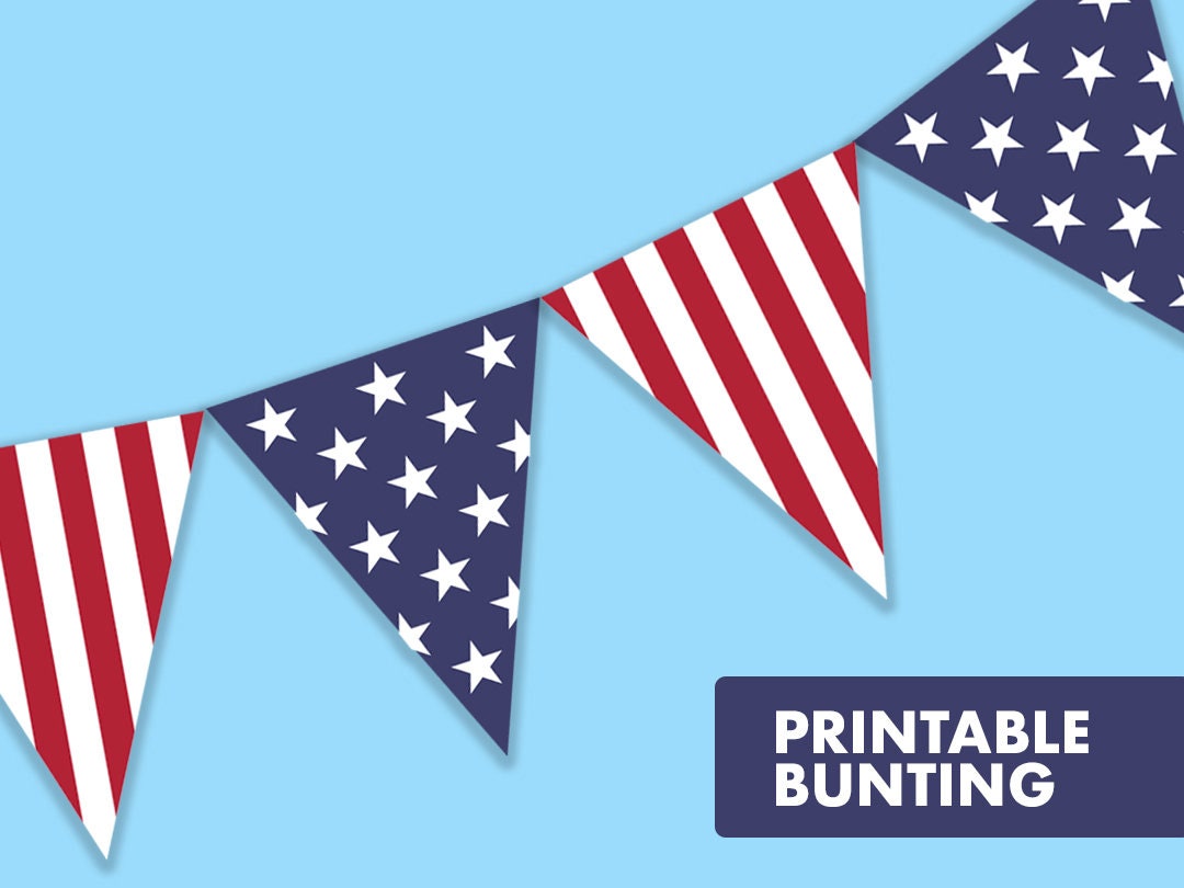 4th Ofjuly Printable Bunting || American Flag Bunting || Digital ...