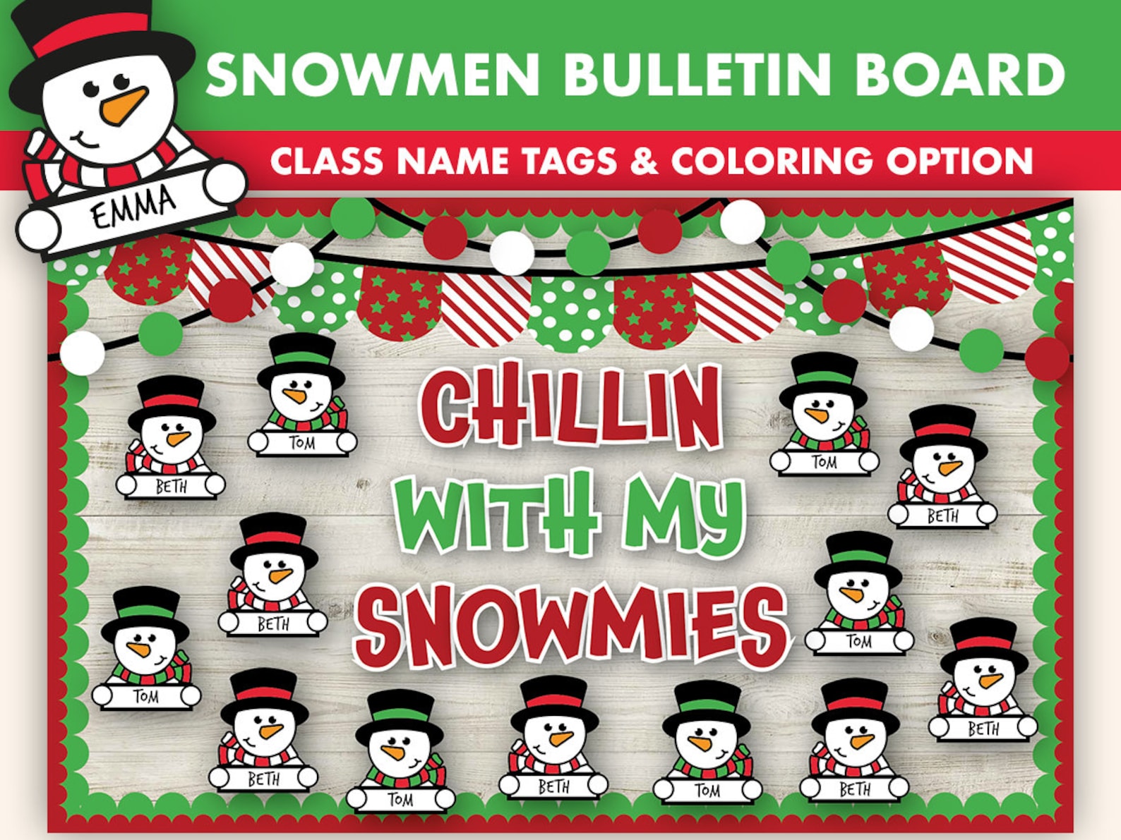 Snowman Christmas Bulletin Board Kit || December Bulletin Boards ...