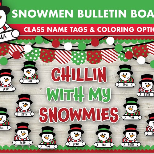Snowman Christmas Bulletin Board Kit December Bulletin - Etsy