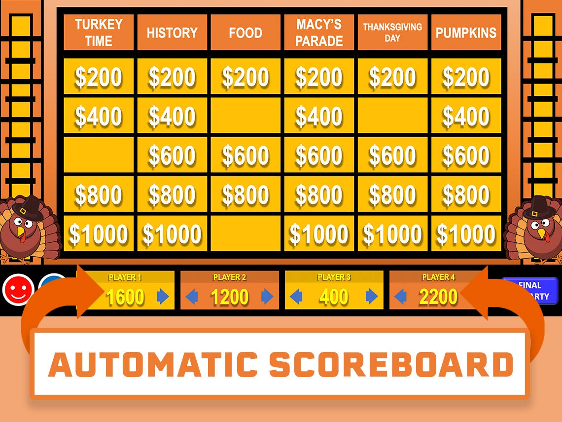 Thanksgiving Jeoparty Powerpoint Game Thanksgiving Jeopardy | Etsy