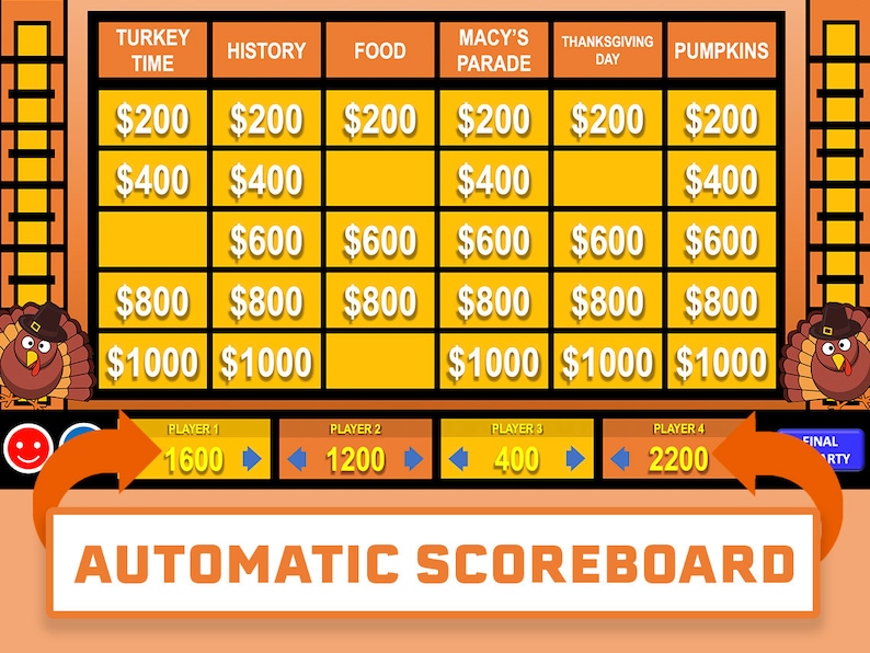 Thanksgiving Jeoparty Powerpoint Game Thanksgiving Jeopardy | Etsy