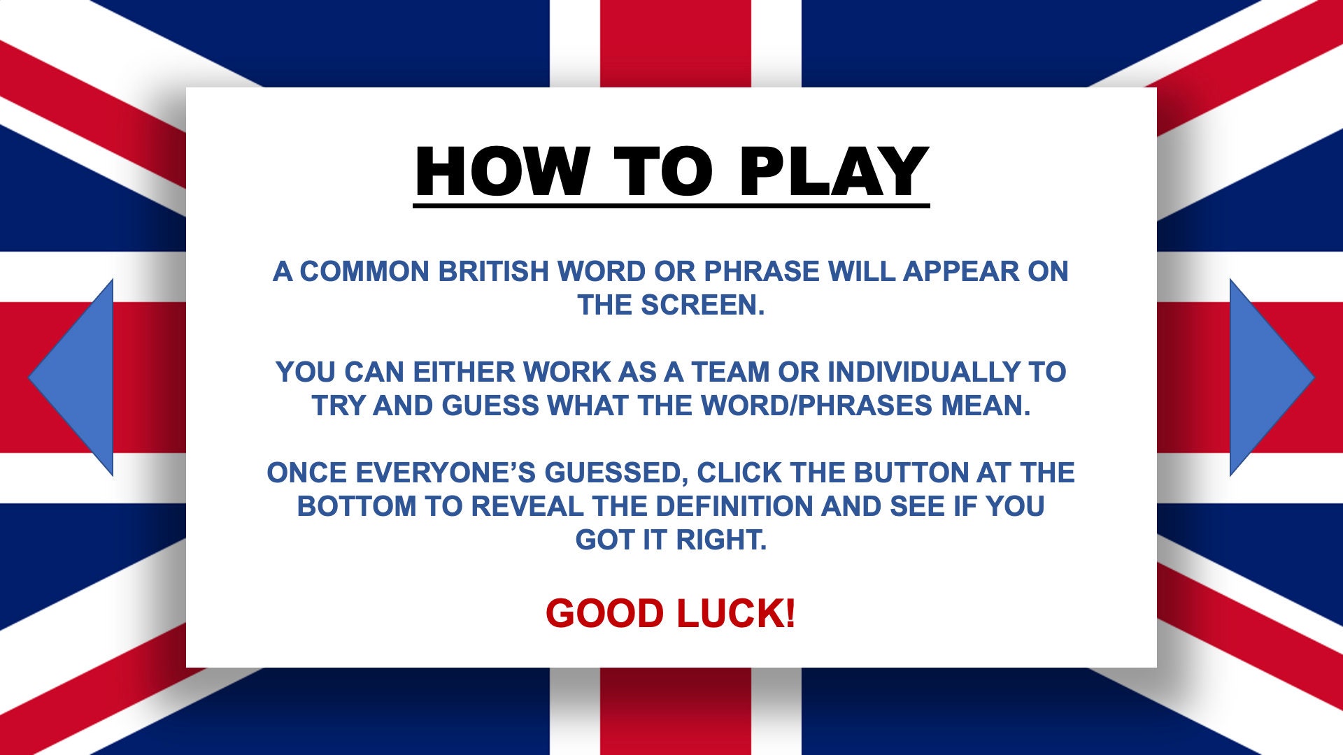 British Slang Quiz Family Powerpoint Party Game || Family Quiz Game ...
