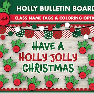 Holly Christmas Bulletin Board Kit || December Bulletin Boards Digital ...