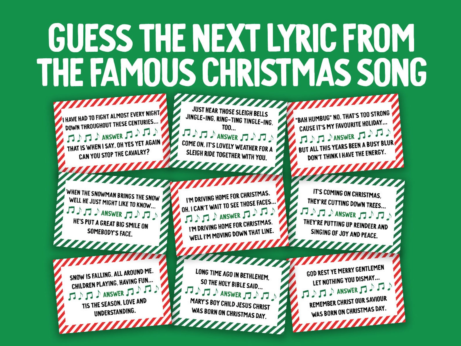 Christmas Finish the Lyric || Printable Christmas Party Game ...