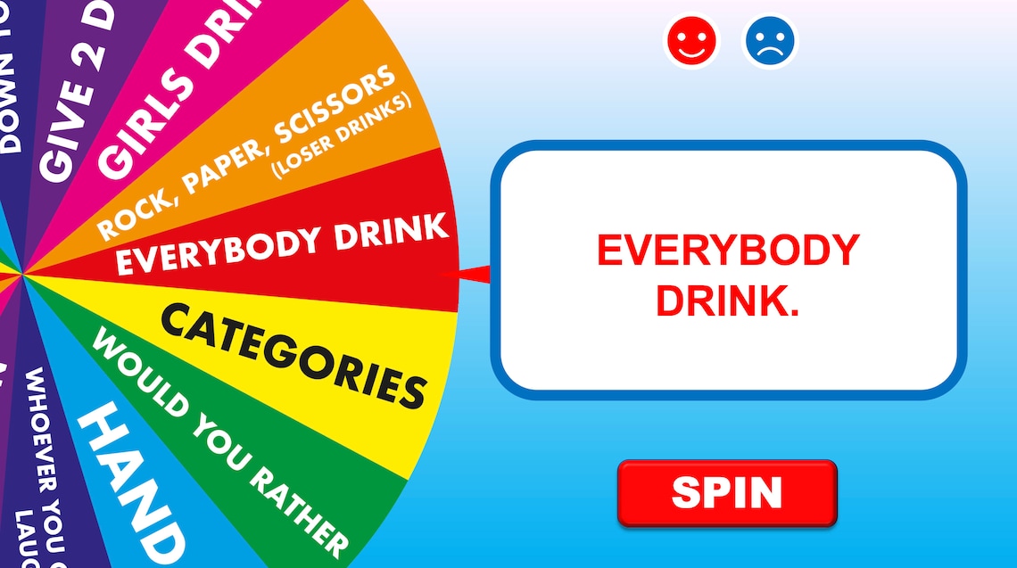Spin The Bottle Virtual Drinking Game PowerPoint Drinking | Etsy