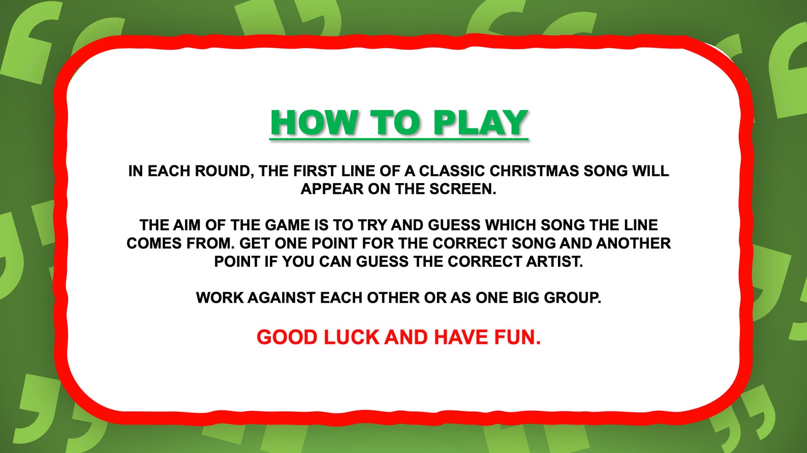 Christmas Quotation Music Edition Powerpoint Party Game || Virtual ...