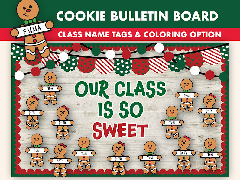 Gingerbread Christmas Bulletin Board Kit || December Bulletin Boards ...