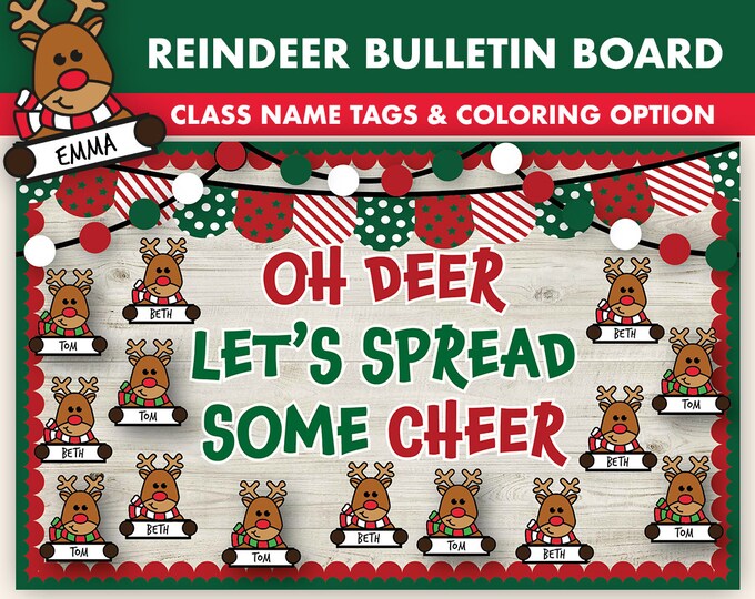 Reindeer Christmas Bulletin Board Kit || December Bulletin Boards ...
