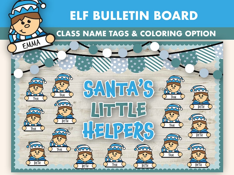 Elf Christmas Bulletin Board Kit December Bulletin Boards - Etsy