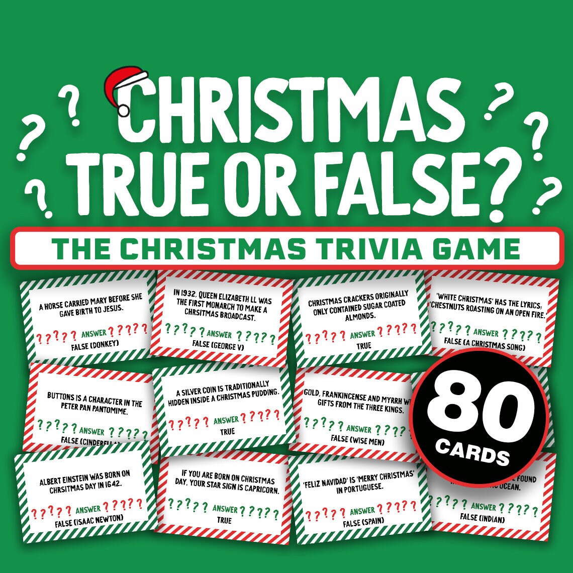 Christmas True or False || Printable Christmas Trivia Game ...