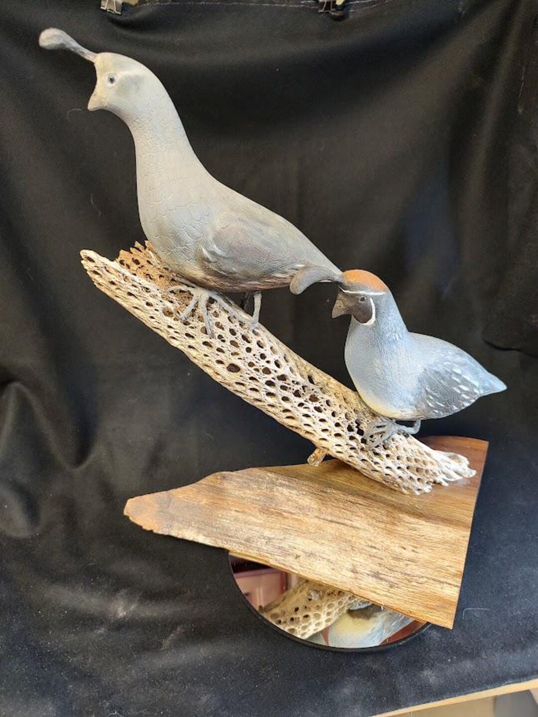 Hand Carved Gambel’s Quail Carvings on A Cholla Cactus Stem - Etsy