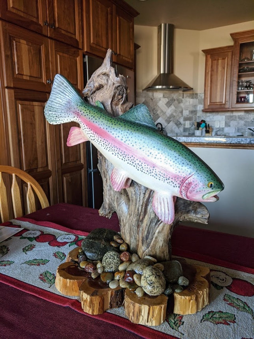 Swimming Rainbow Trout Sculpture, Fish, Fishing, Mounted, Taxidermy ...
