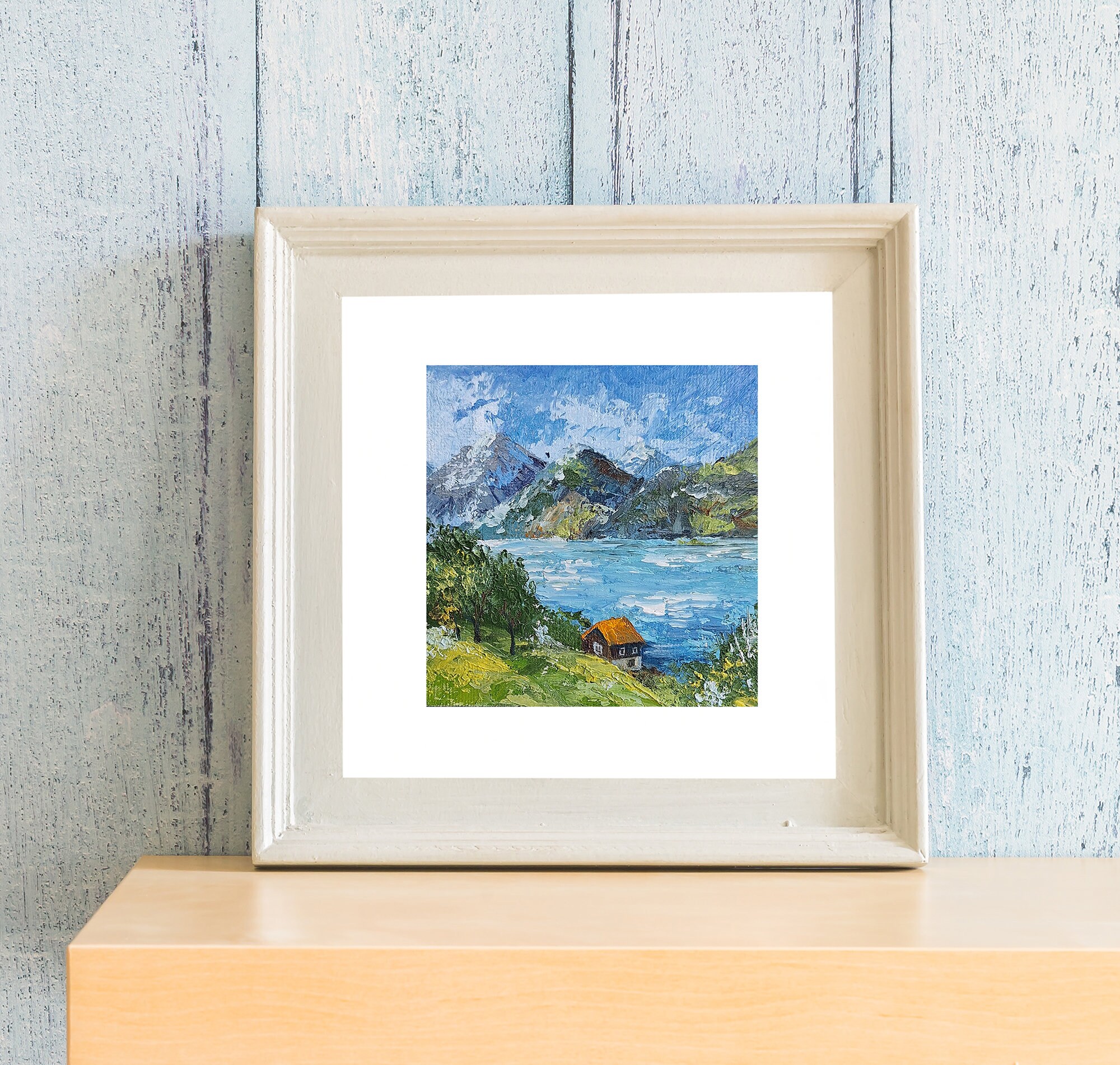 Small Landscape California Landscape Painting House and Lake Original ...