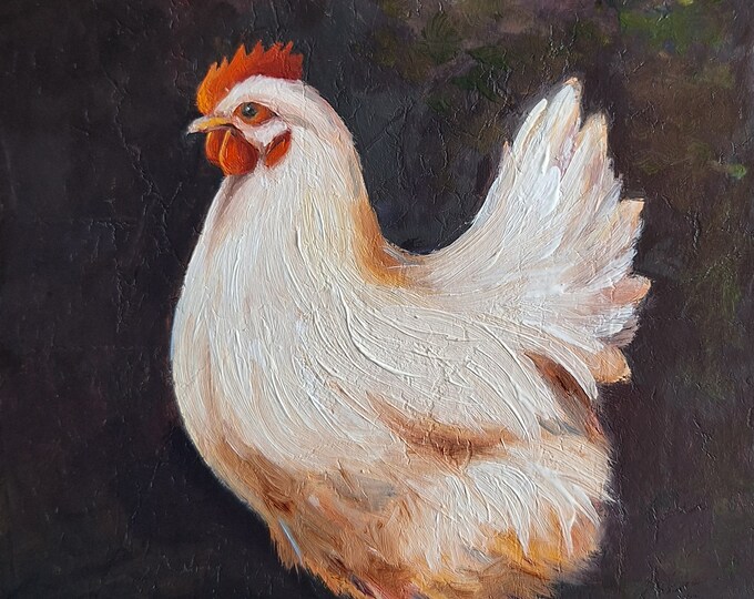 White Hen Painting: Farmhouse Kitchen Wall Decor - Etsy