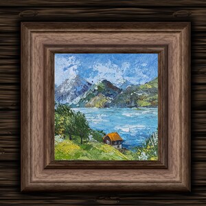 Small Landscape California Landscape Painting House and Lake Original ...