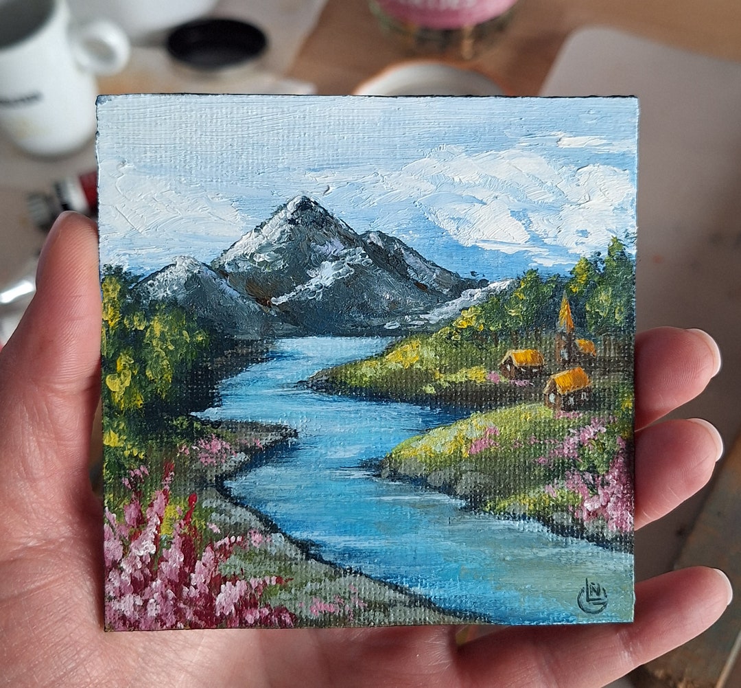 Landscape Small Landscape Landscape With Lake Mountains and Lake ...
