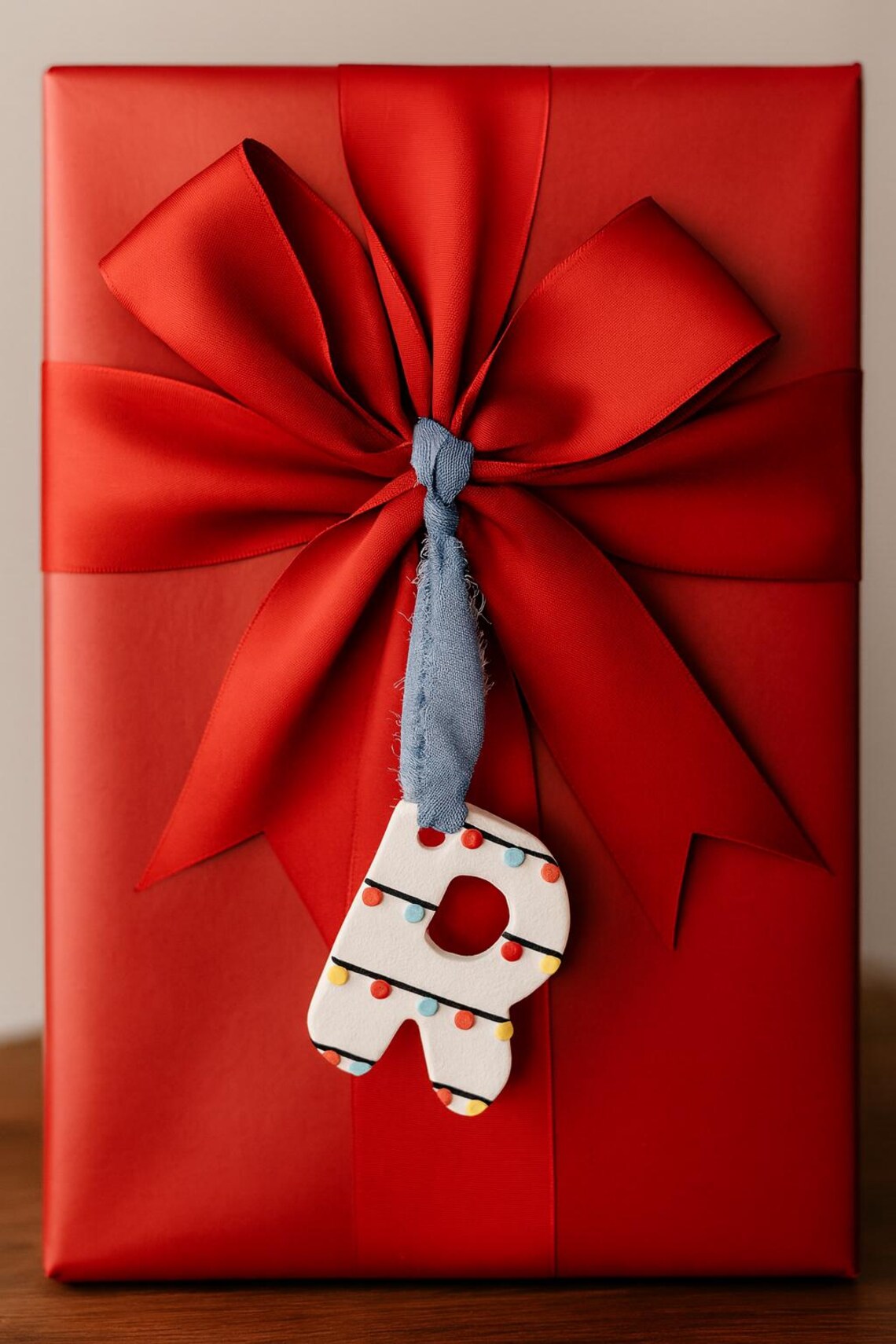 Clay Letter Christmas Ornament, Gift Tag, Stocking Tag, Personalized ...