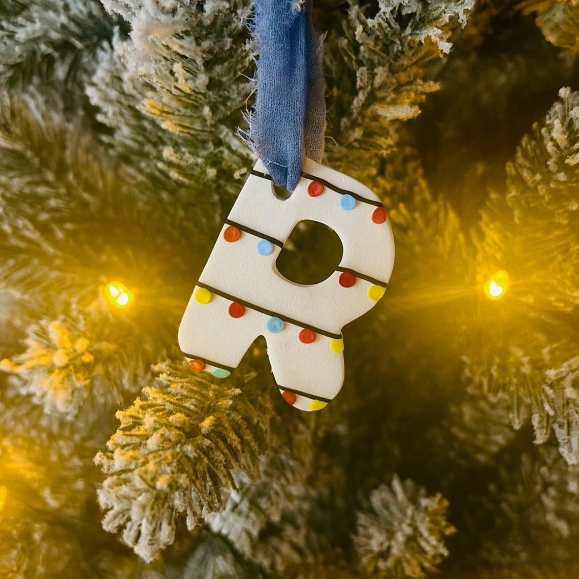 Clay Letter Christmas Ornament, Gift Tag, Stocking Tag, Personalized ...