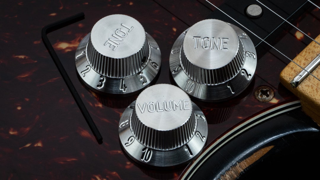 Stainless Steel Strat Tophat Knobs: Guitar Amp Pedal Volume Tone Set - Etsy