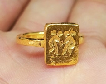 Angel Intaglio Roman Coin Sterling Silver Ring 24k Gold Over - Etsy