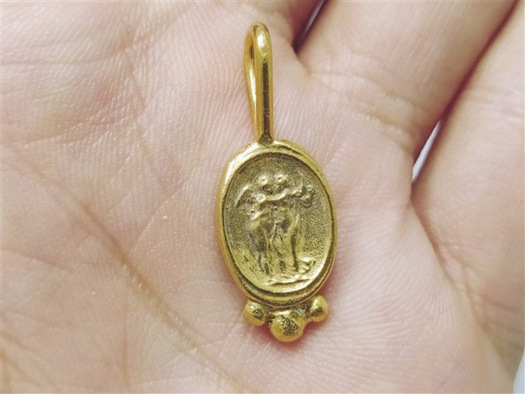 Two Angel Roman Coin Intaglio Pendant Silver | 925K Sterling Silver ...