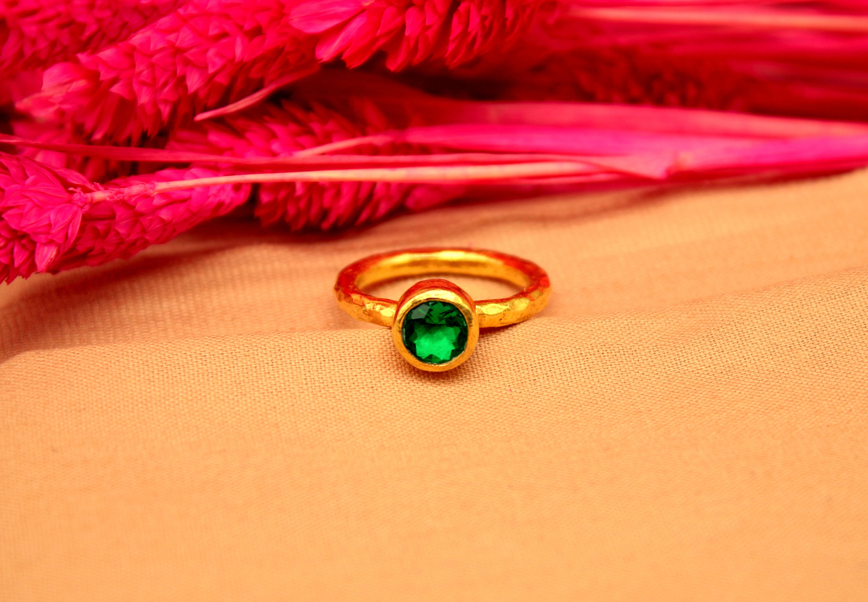 Emerald Ring Solid Sterling | Minimalist Ring | Bridesmaid Gift ...