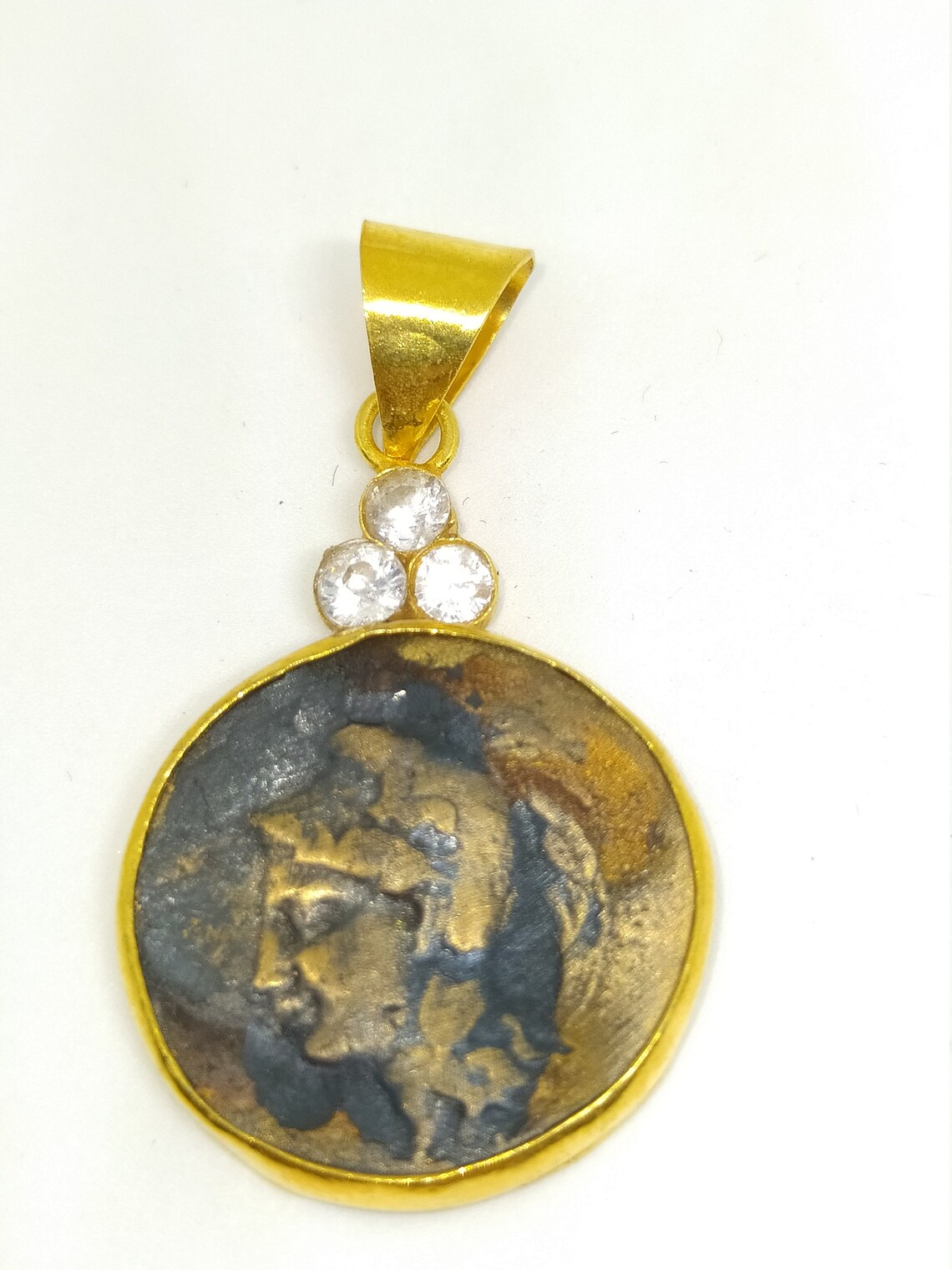 Intaglio Roman Coin Silver Pendant | Signet Pendant | Gold Over ...
