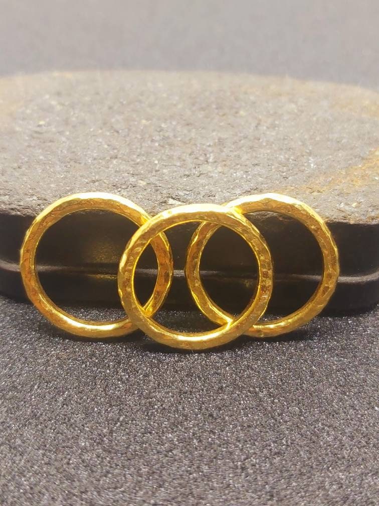Three Pieces Band Rings Wedding Ring Stacking Ring 24K - Etsy