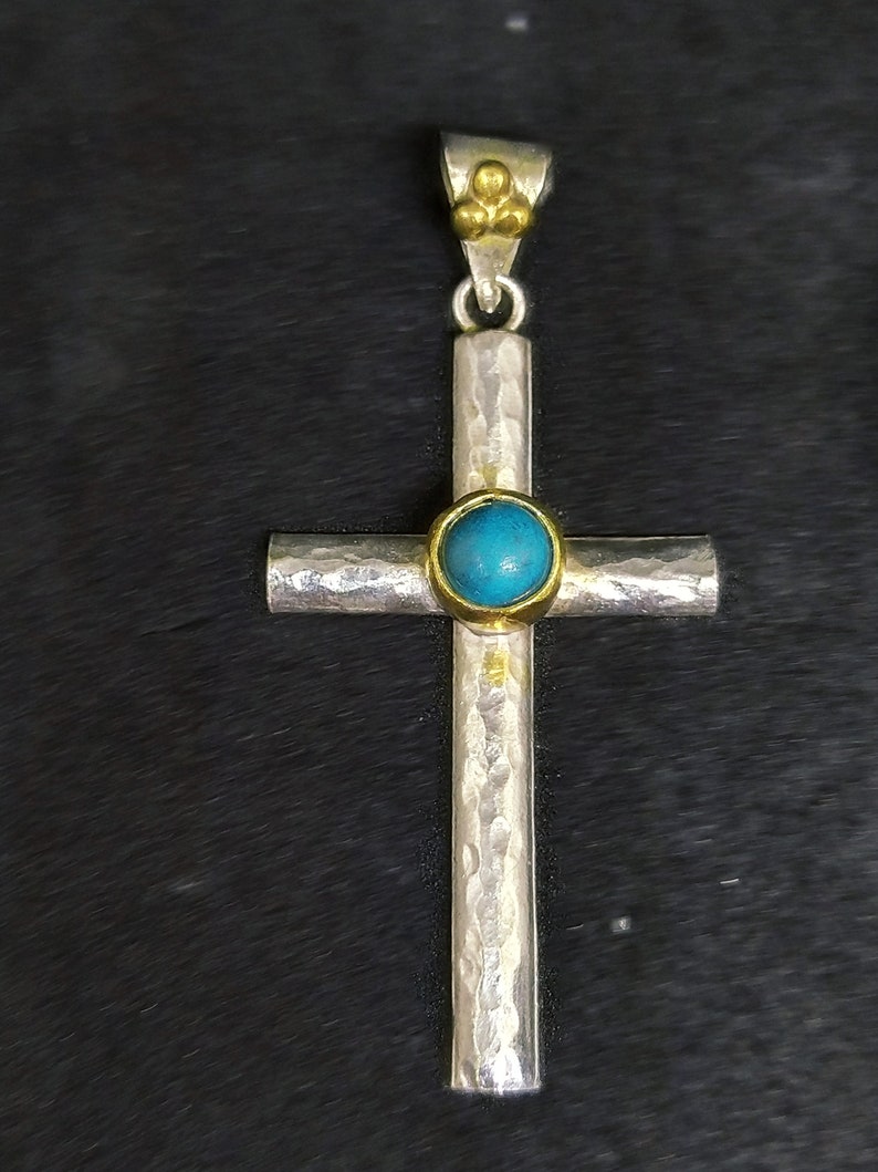 Turquoise Cross Pendant Silver 925K Sterling Silver Gifts - Etsy