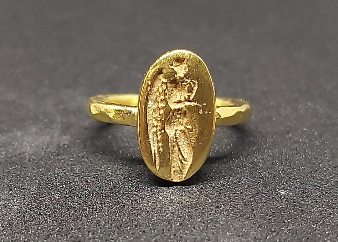 Intaglio Angel With Wings Roman Coin Sterling Silver Ring | 24k Gold ...