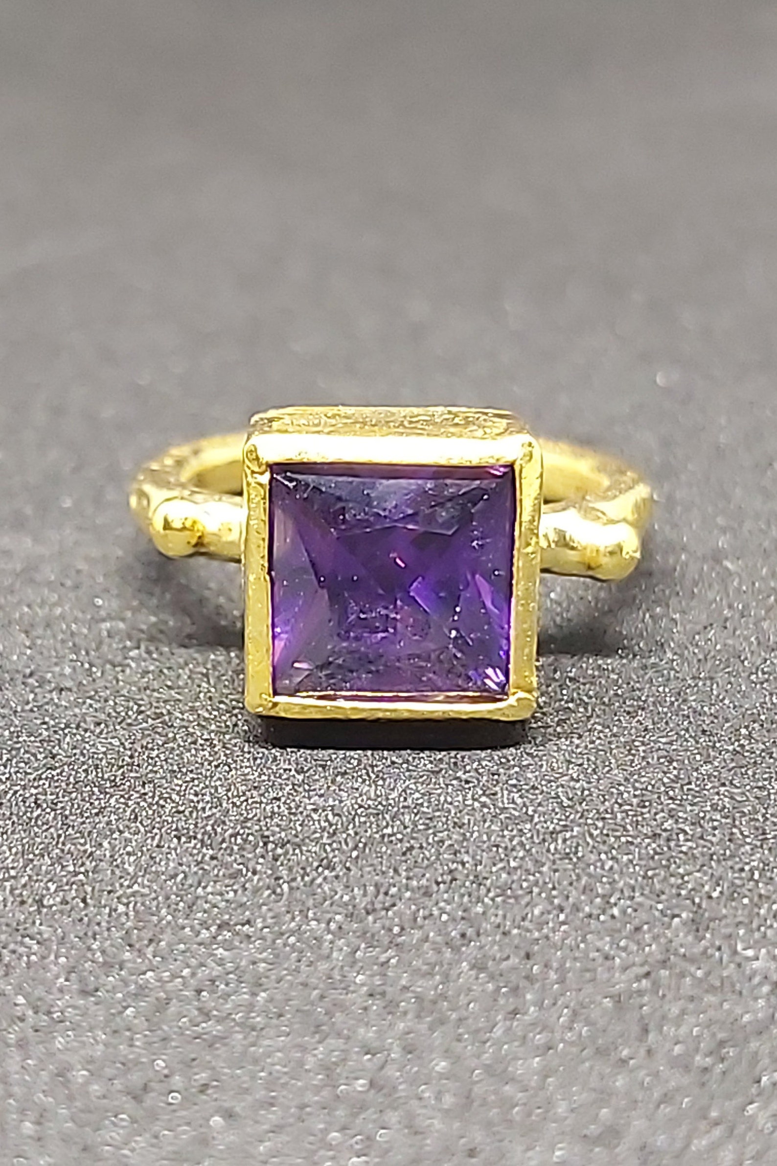 Amethyst Ring Silver Minimalist Ring Stackable Ring - Etsy