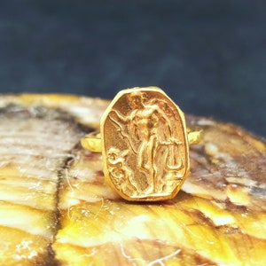 God Hercules Intaglio Signet Ring Roman Coin Sterling Silver Ring 24k ...