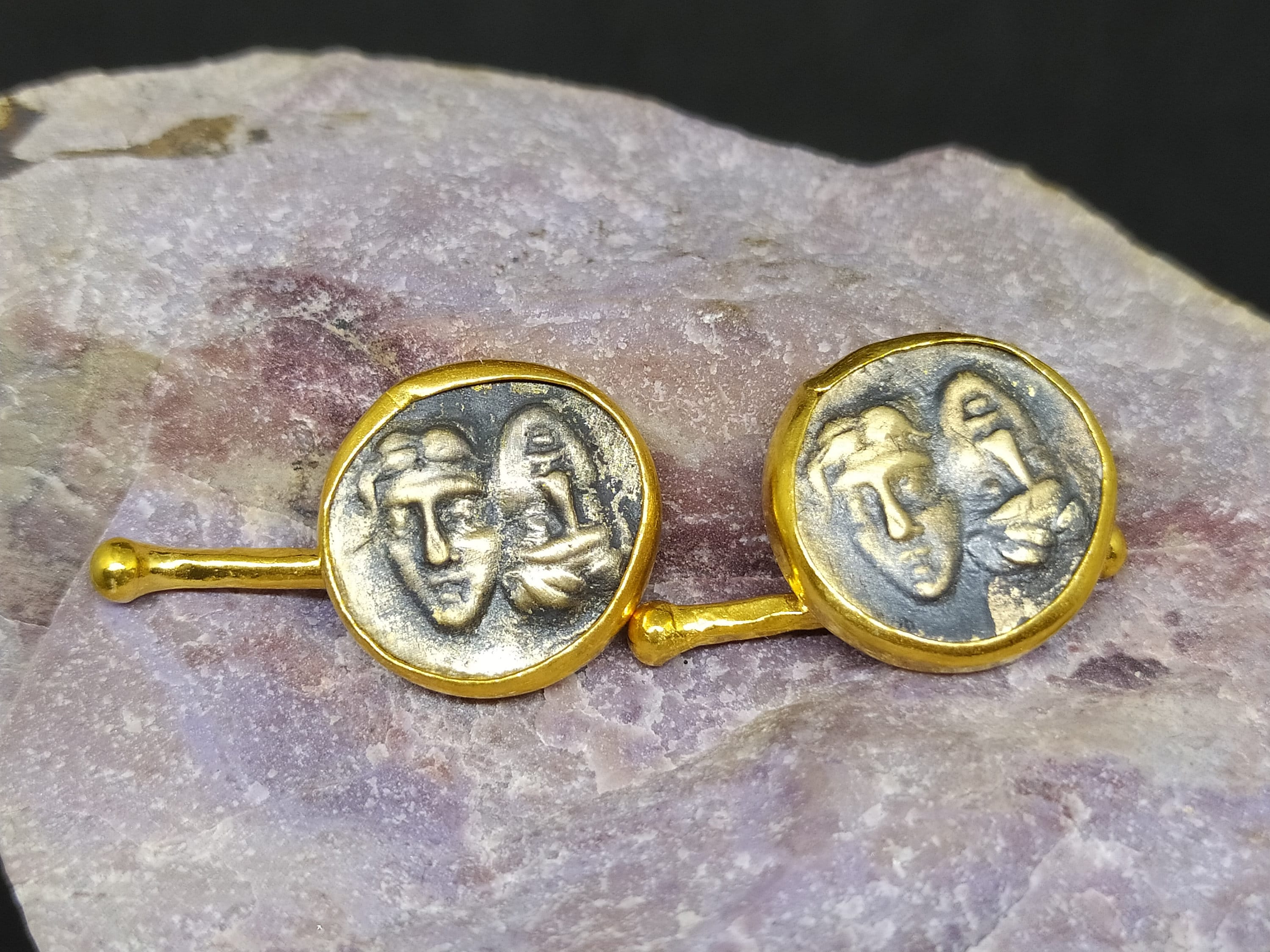 Intaglio Roman Coin Cufflink Solid Silver Dainty Cufflink | Etsy