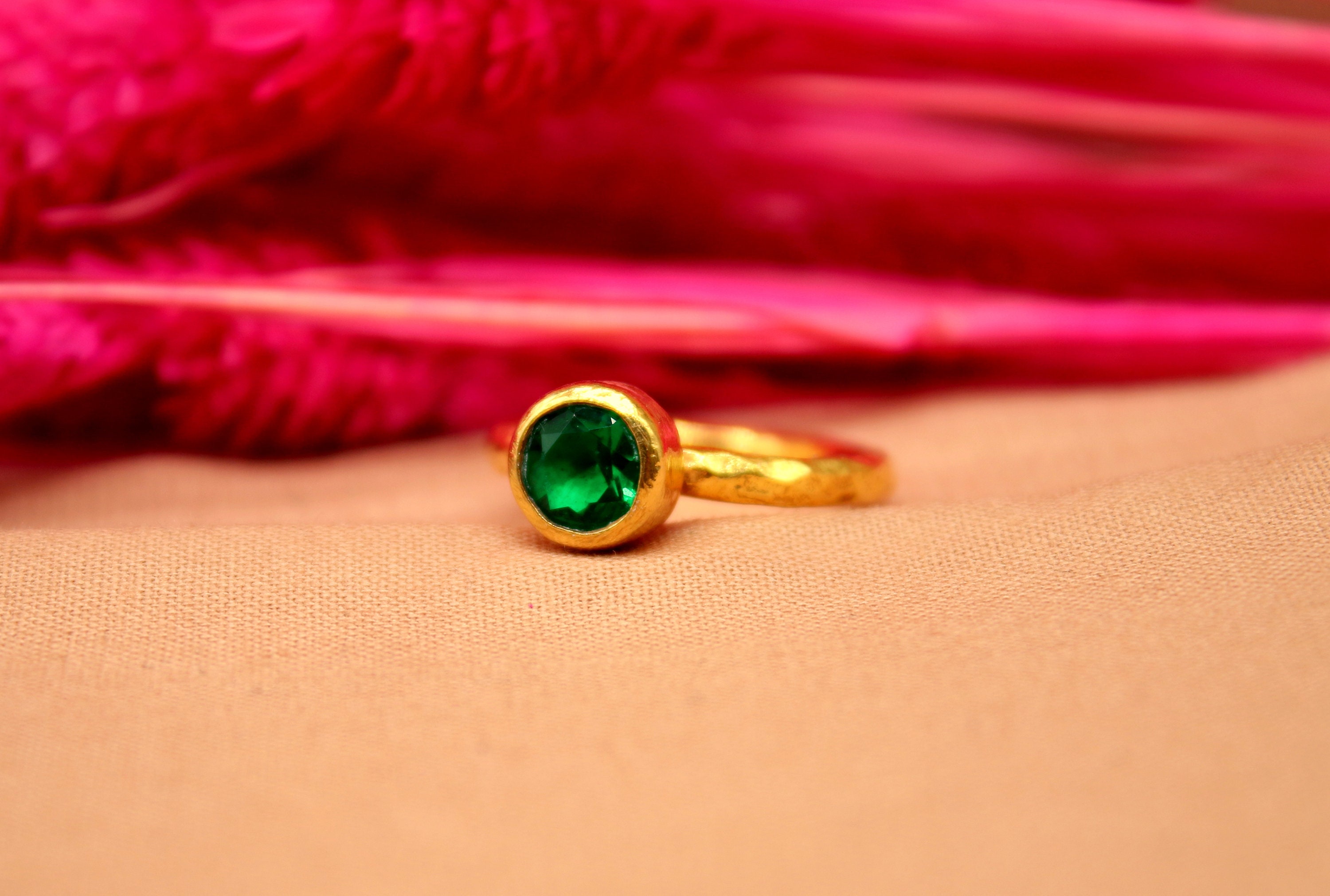 Emerald Ring Solid Sterling | Minimalist Ring | Bridesmaid Gift ...