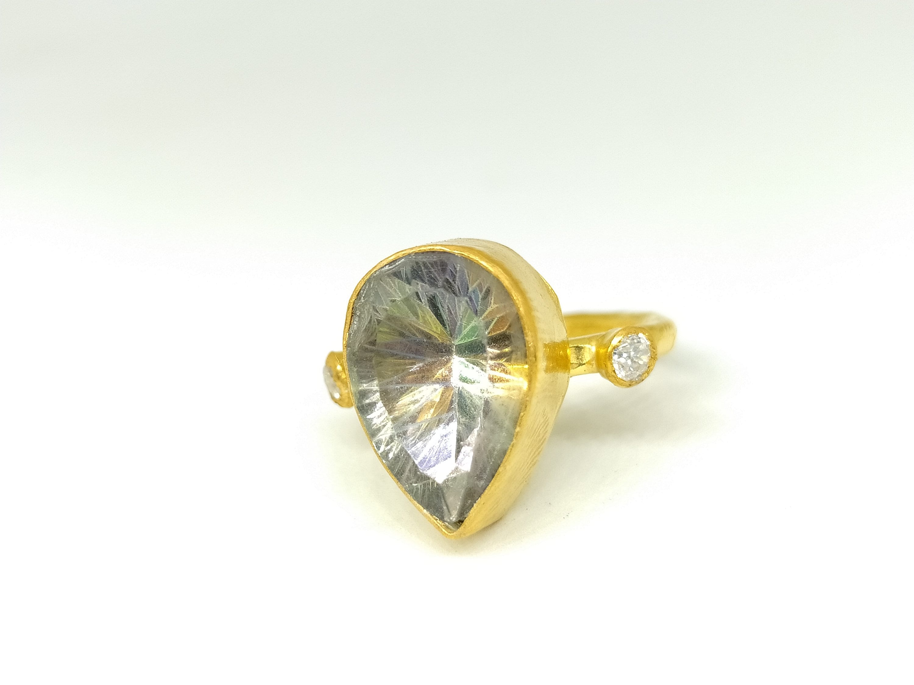 Mystic Quartz Ring Solid Stacking 925K Sterling Silver 24k | Etsy