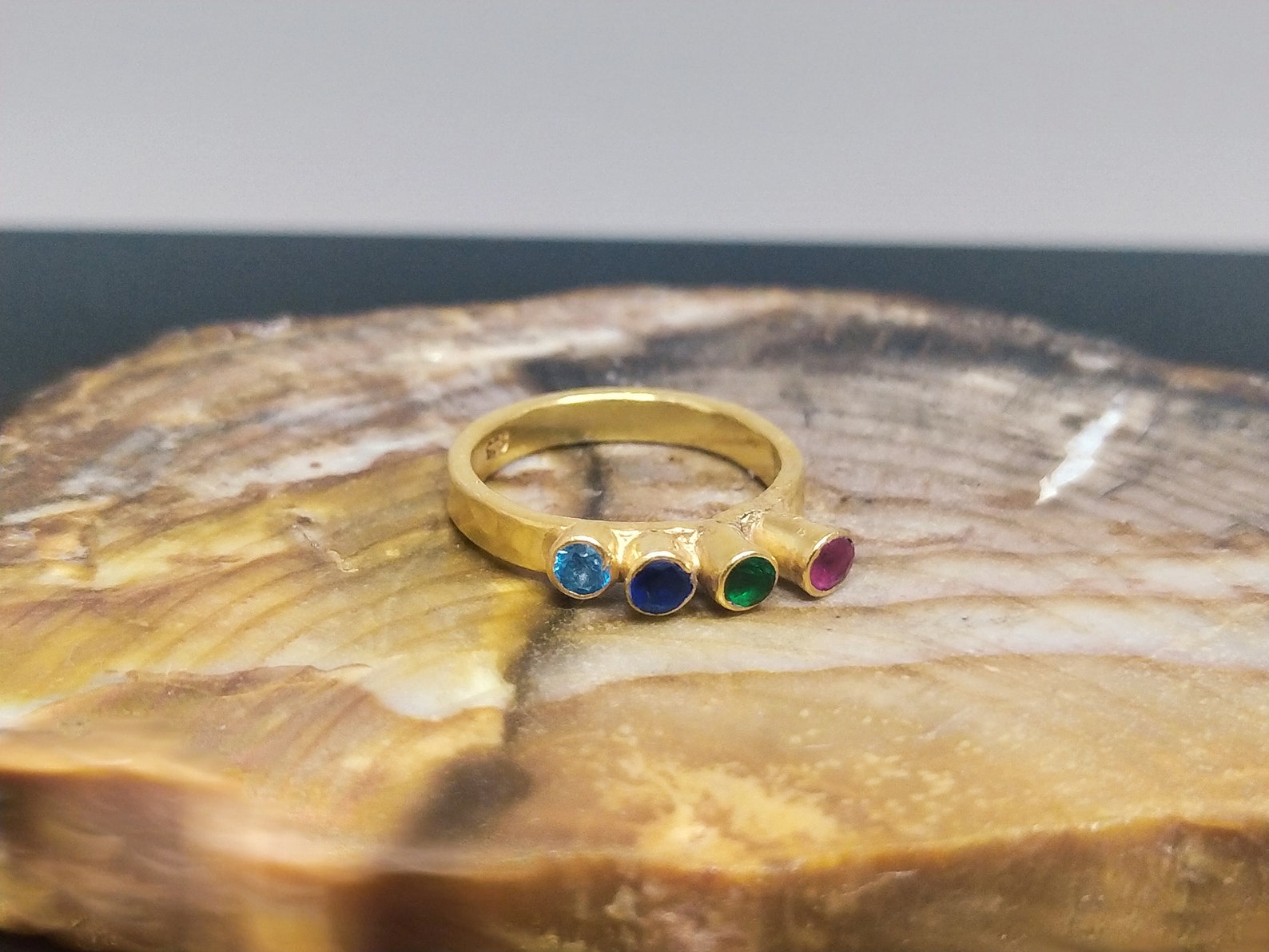 4 Stone Ring Design Turkish Handmade Jewelry Ruby Topaz | Etsy