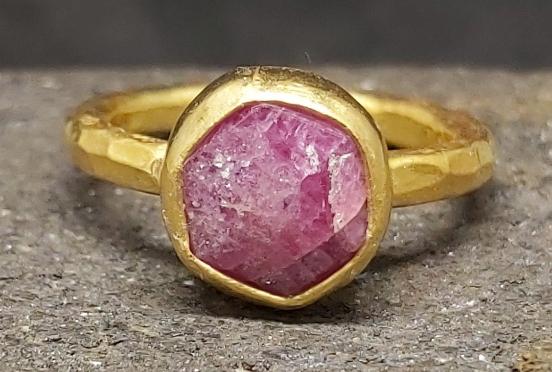Natural Ruby Ring Solid Silver | 925K Sterling Silver | Hammered Ring ...