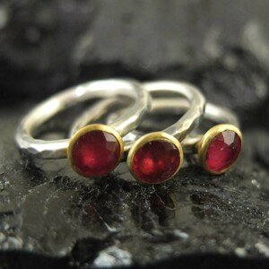 Ruby Silver Ring | Three Red Stone Ring | Solid Sterling Siver Ring ...