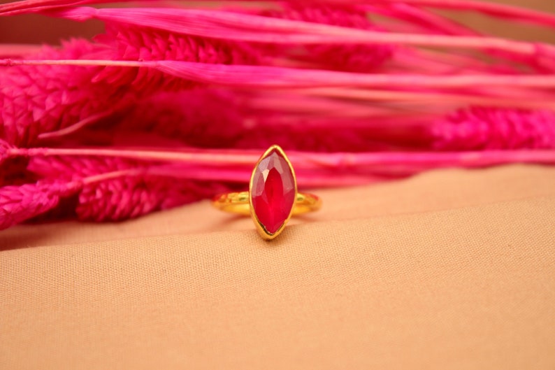 Ruby Ring Solid Silver 925K Sterling Silver 24K Gold Over - Etsy