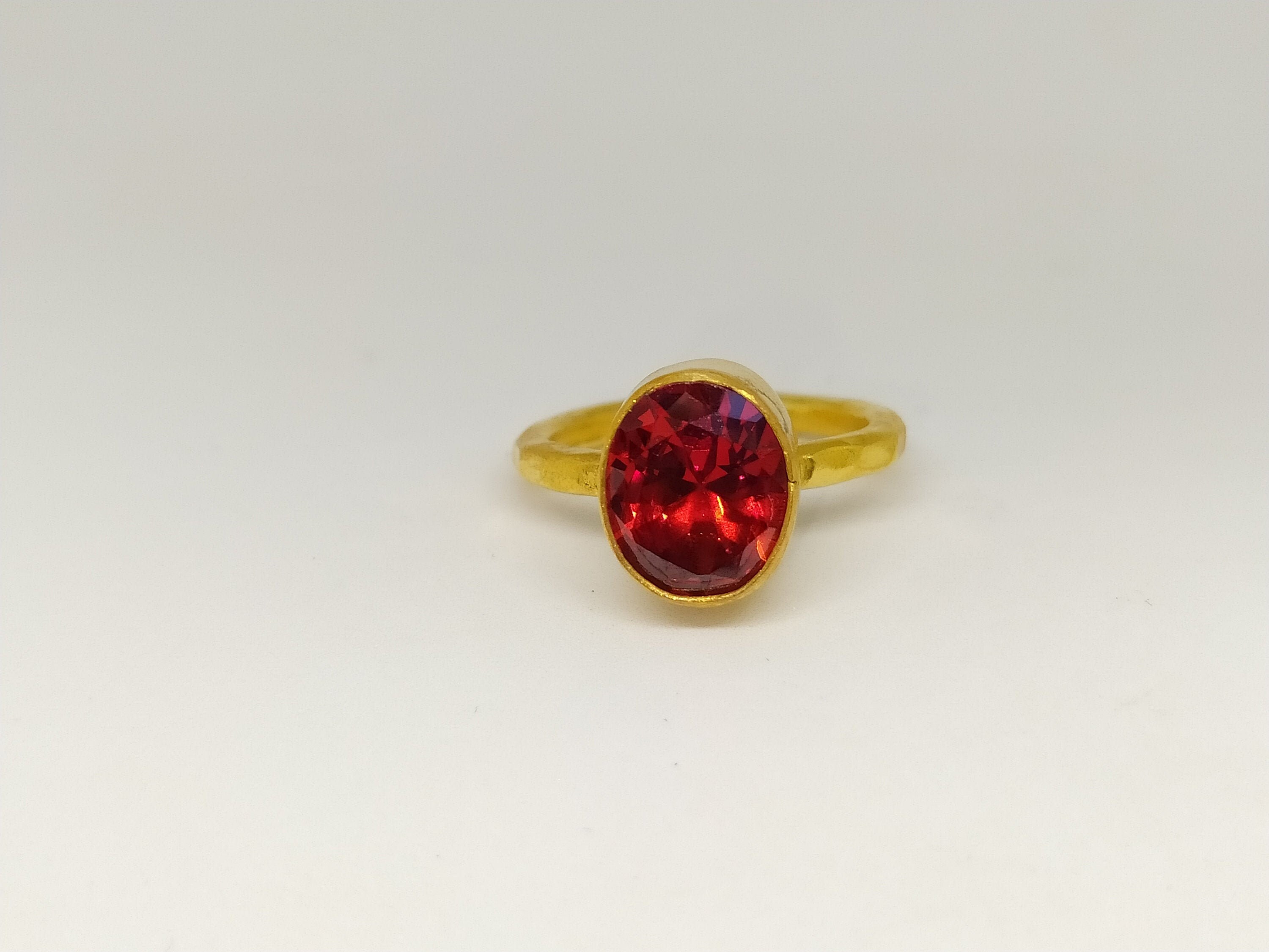 Ruby Ring Solid Silver 925K Sterling Silver 24K Gold Over | Etsy