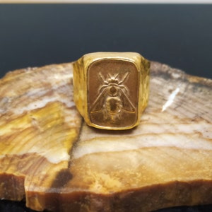 Roman Coin Intaglio Men Bee Ring | Zeus Ring | Honey Bee Ring | 925K ...