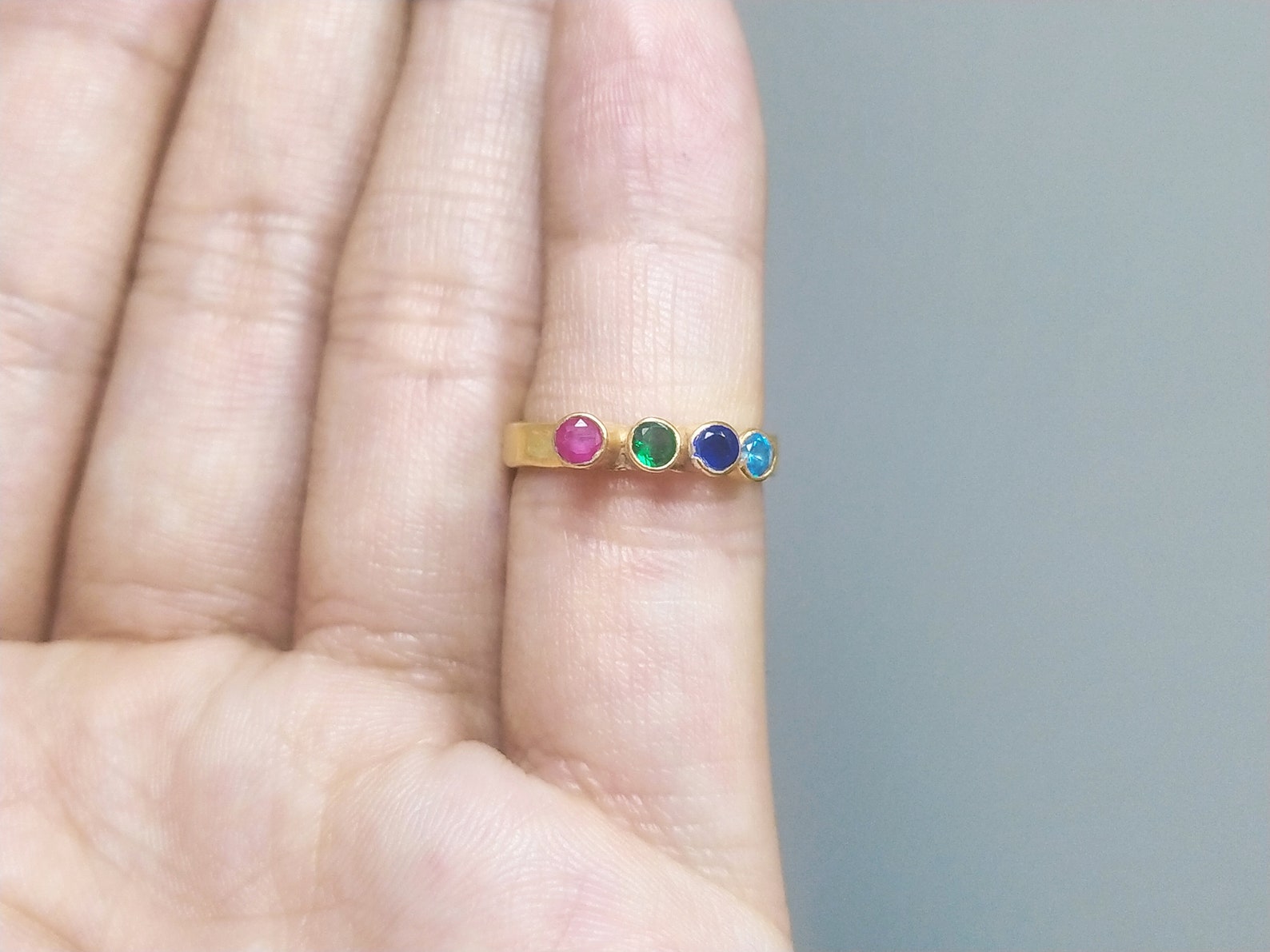 4 Stone Ring Design Turkish Handmade Jewelry Ruby Topaz - Etsy