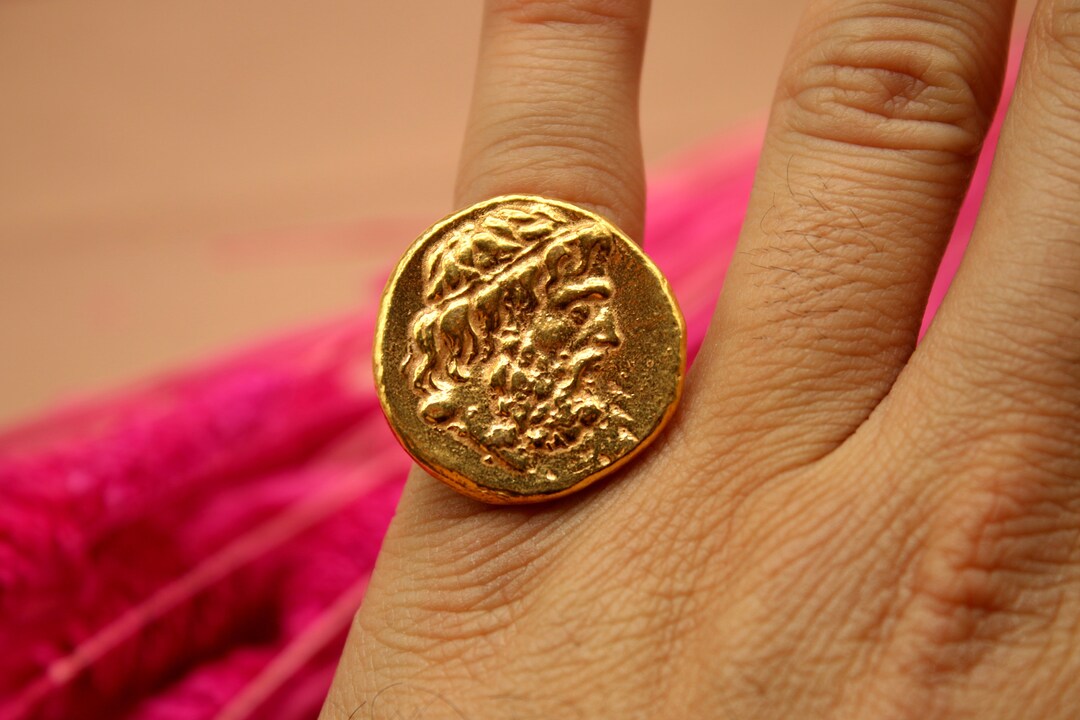 Intaglio Zeus Signet Silver Ring Roman Coin Sterling Silver Ring | 24k ...