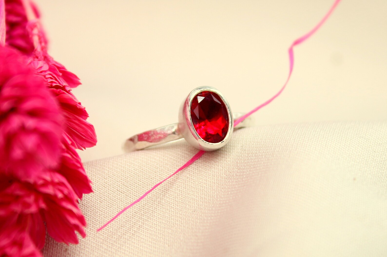 Ruby Ring Solid Silver 925K Sterling Silver 24K Gold Over - Etsy