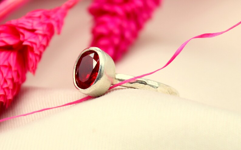 Ruby Ring Solid Silver 925K Sterling Silver 24K Gold Over | Etsy