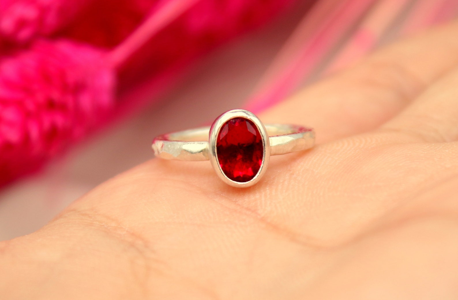 Ruby Ring Solid Silver 925K Sterling Silver 24K Gold Over - Etsy