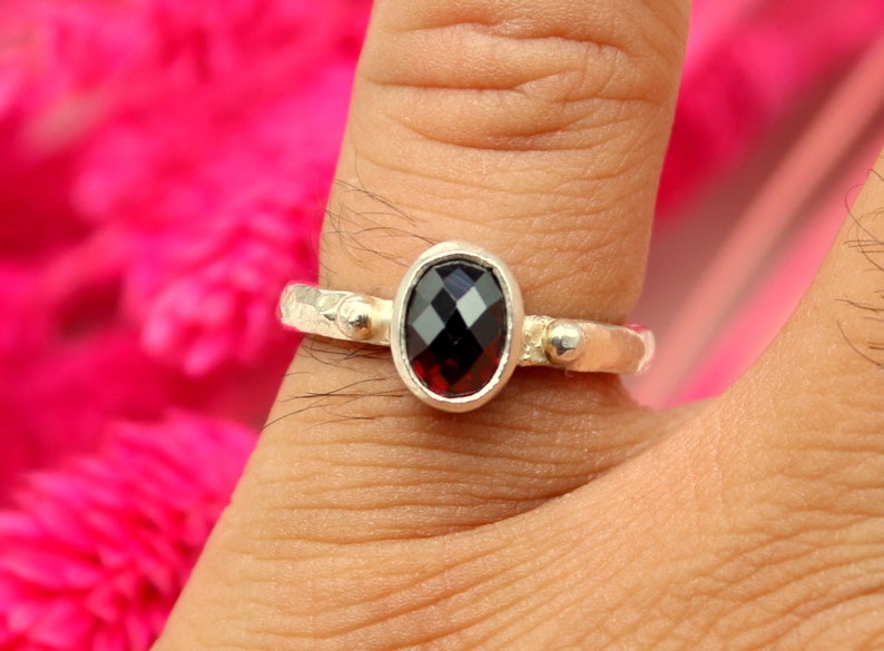 Ruby Ring Solid Silver 925K Sterling Silver Minimalist | Etsy